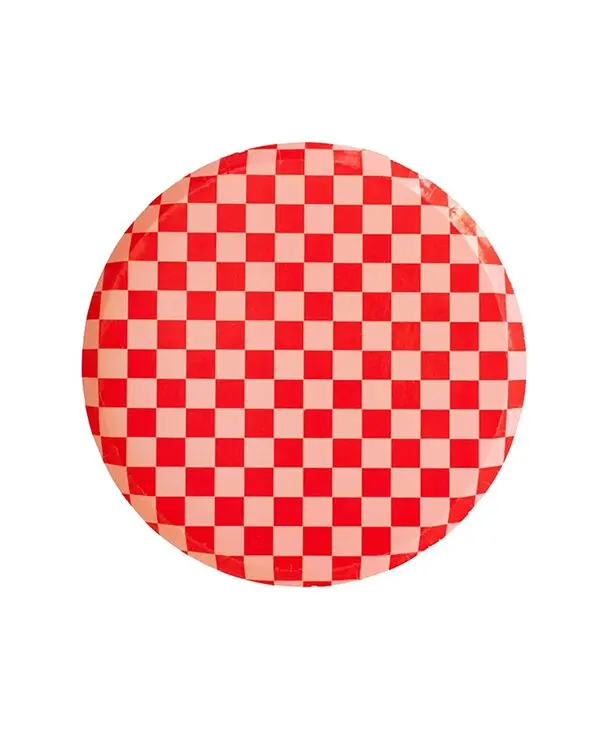 JOLLITY & CO Checkered Paper Dessert Plates, Set Of 8 - Cherry (red)