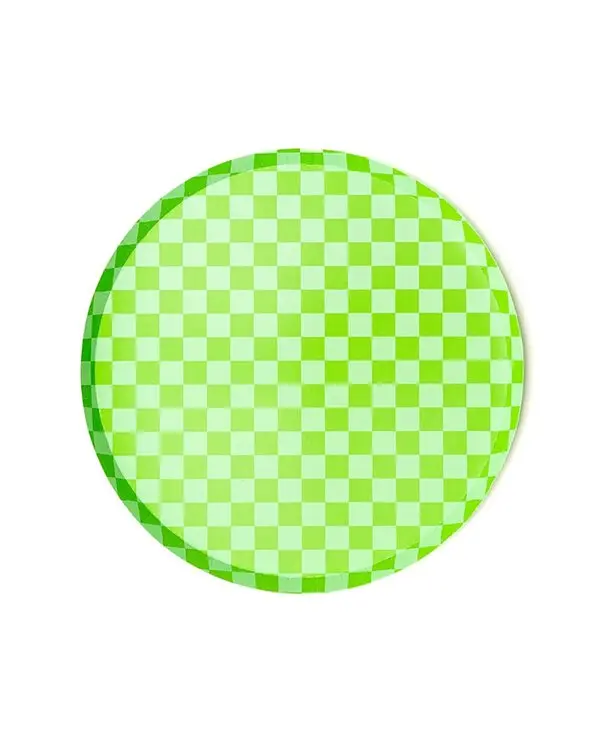 JOLLITY & CO Checkered Paper Dessert Plates, Set Of 8 - In The Limelight (green)