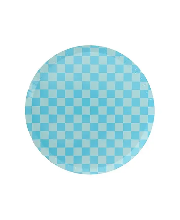 JOLLITY & CO Checkered Paper Dessert Plates, Set Of 8 - Out Of The Blue (blue)