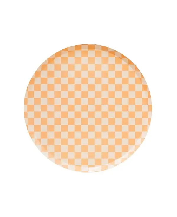 JOLLITY & CO Checkered Paper Dessert Plates, Set Of 8 - Peaches And Cream (peach)
