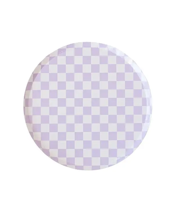 JOLLITY & CO Checkered Paper Dessert Plates, Set Of 8 - Purple Posse (purple)