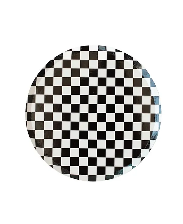 JOLLITY & CO Checkered Paper Dessert Plates, Set Of 8 - The Classic (black)