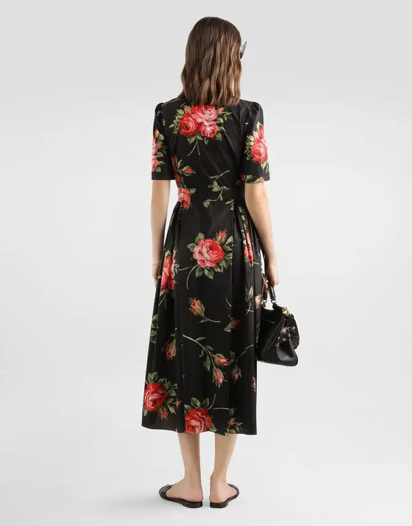 Dolce & Gabbana Rose Bouquet-print Poplin Shirt Dress - Multicolor