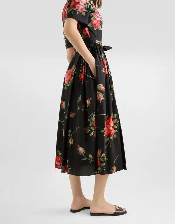 Dolce & Gabbana Rose Bouquet-print Poplin Shirt Dress - Multicolor