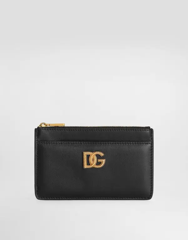 Dolce & Gabbana Calfskin Card Holder With Dg Logo - Black