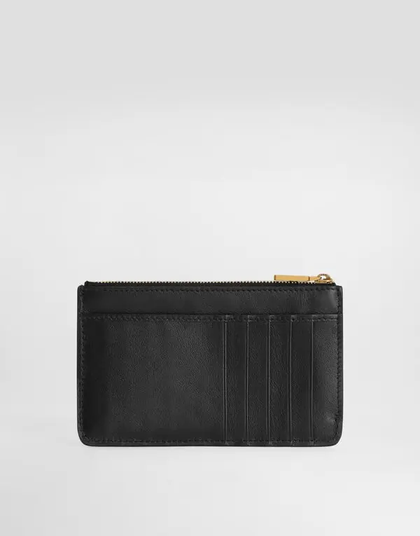 Dolce & Gabbana Calfskin Card Holder With Dg Logo - Black