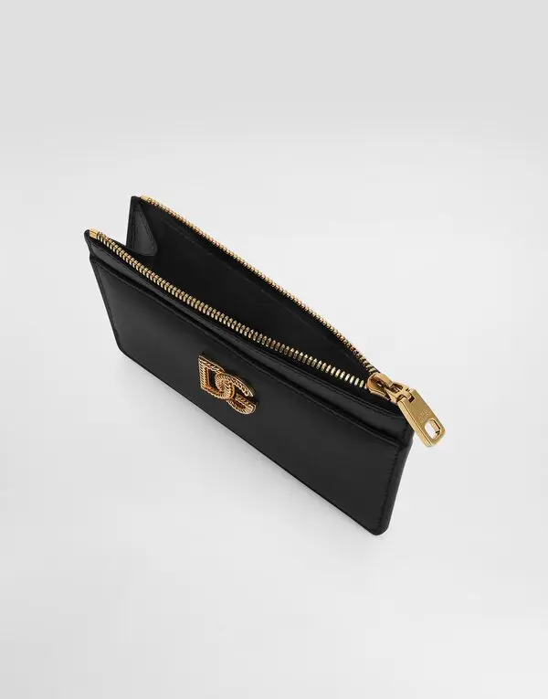 Dolce & Gabbana Calfskin Card Holder With Dg Logo - Black