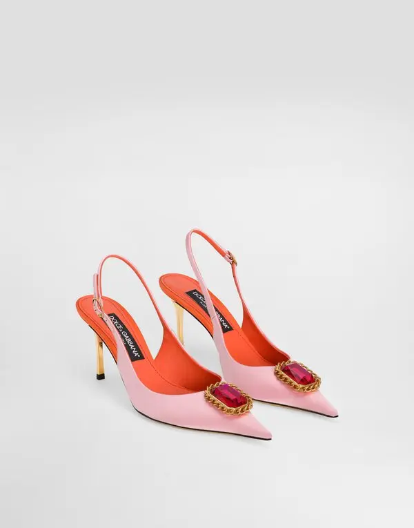 Dolce & Gabbana Satin Slingback Pumps With Embellishment