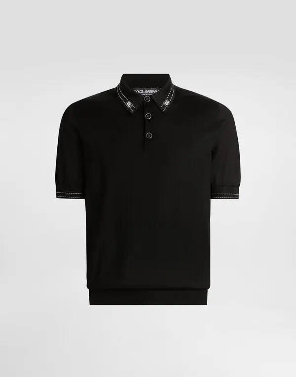 Dolce & Gabbana Silk Polo Shirt - Black
