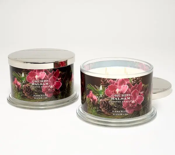 HOMEWORX BY SLATKIN + CO. S/2 18oz Black Orchid Balsam Candles - One-color