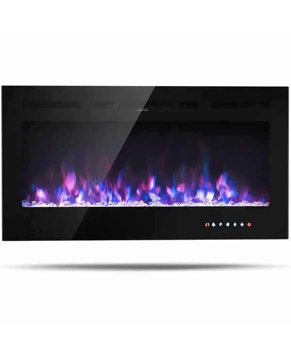 SUGIFT 40-inch Electric Fireplace Recessed With Thermostat - Black