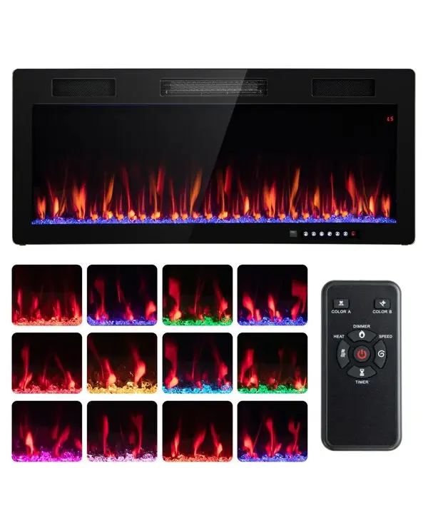 SUGIFT Electric Fireplace 40 Inches Recessed And Wall Mounted For 2' X 6' Stud