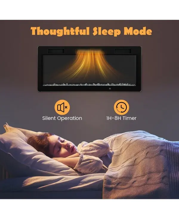 SUGIFT Electric Fireplace 40 Inches Recessed And Wall Mounted For 2' X 6' Stud