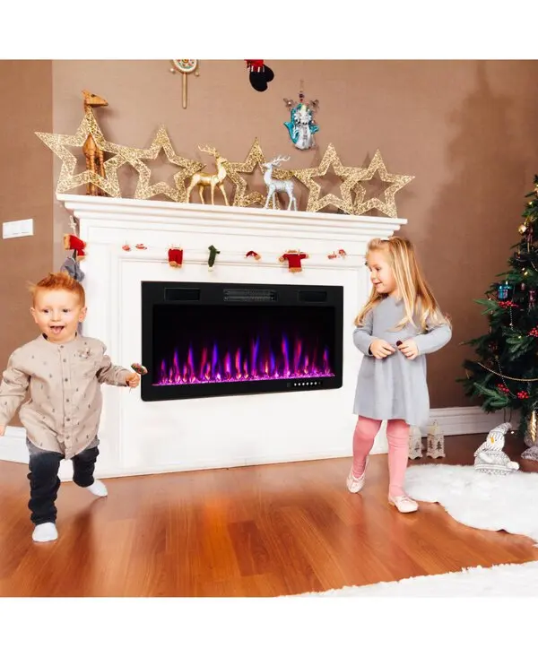 SUGIFT Electric Fireplace 40 Inches Recessed And Wall Mounted For 2' X 6' Stud