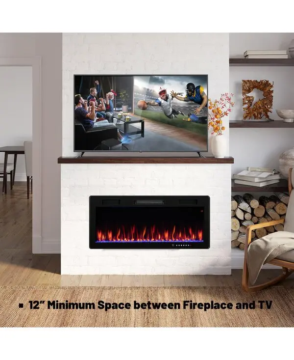 SUGIFT Electric Fireplace 40 Inches Recessed And Wall Mounted For 2' X 6' Stud