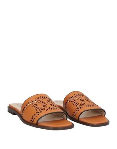 TOD'S Leather Slide Sandals With Cut-out Detailing - Brown
