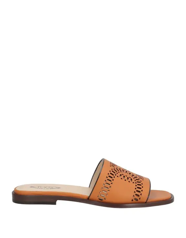 TOD'S Leather Slide Sandals With Cut-out Detailing - Brown