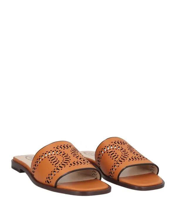 TOD'S Leather Slide Sandals With Cut-out Detailing - Brown