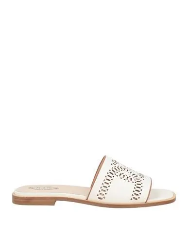 TOD'S Leather Slide Sandals - Off White