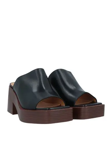 TOD'S Leather Slide Sandals With Block Heel - Black
