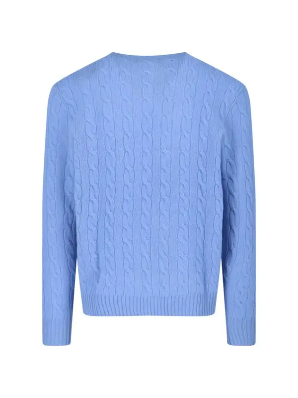 Polo Ralph Lauren Logo Braided Sweater - Light Blue