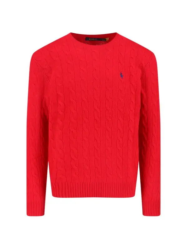 Polo Ralph Lauren Logo Braided Sweater - Red