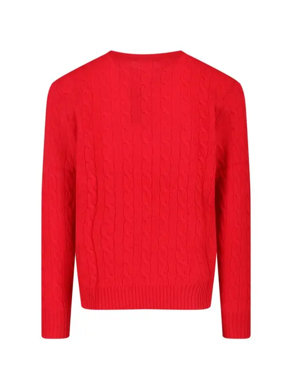 Polo Ralph Lauren Logo Braided Sweater - Red