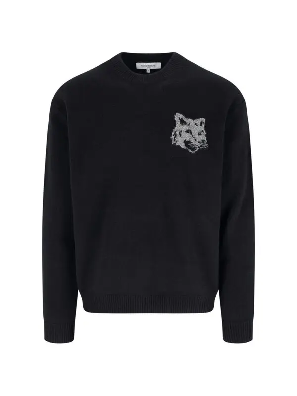 Maison Kitsuné Fox Head Crew Neck Sweater - Black