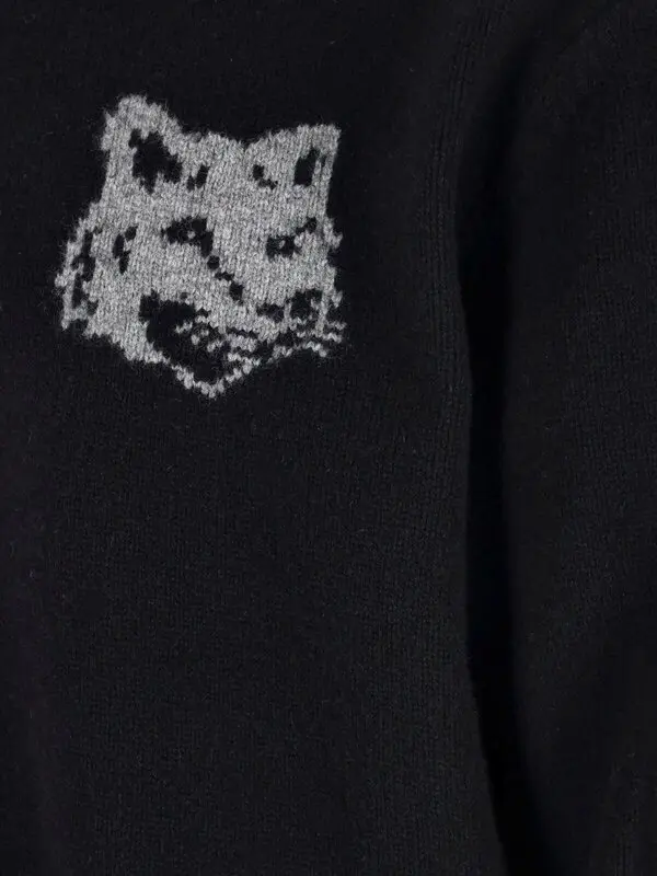 Maison Kitsuné Fox Head Crew Neck Sweater - Black