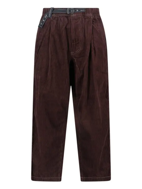 AND WANDER Corduroy Pants With Belt - Brown