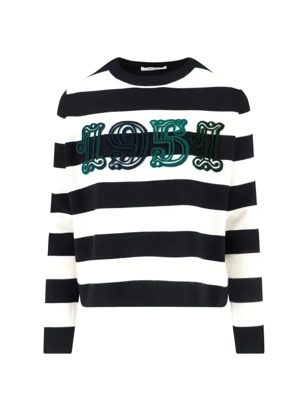 Max Mara Striped Virgin Wool Sweater - Black