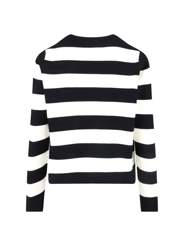 Max Mara Striped Virgin Wool Sweater - Black