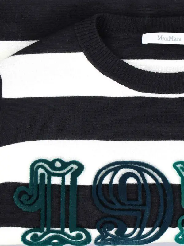 Max Mara Striped Virgin Wool Sweater - Black