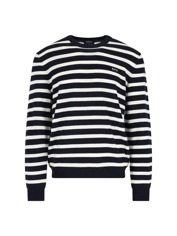Max Mara Striped Virgin Wool Sweater - Blue