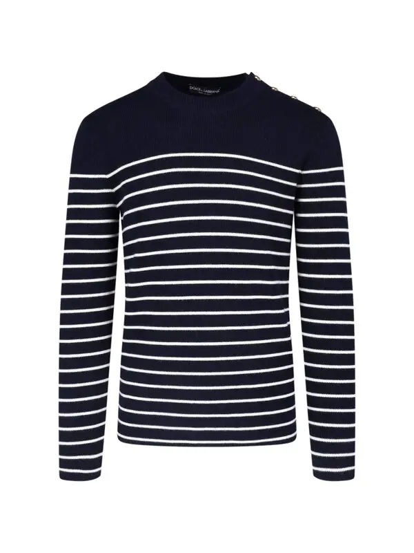 Max Mara Striped Virgin Wool Sweater - Blue