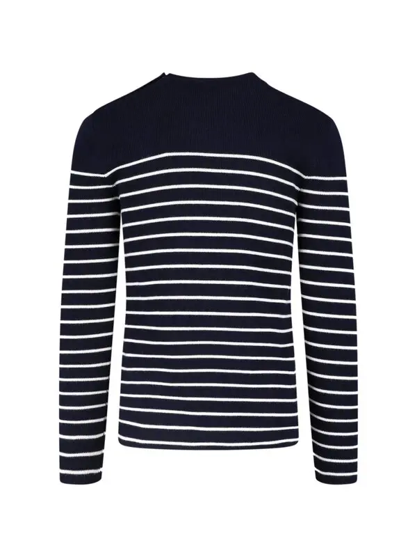 Max Mara Striped Virgin Wool Sweater - Blue