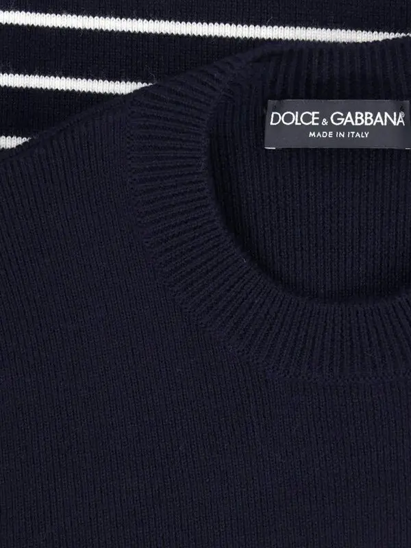 Max Mara Striped Virgin Wool Sweater - Blue