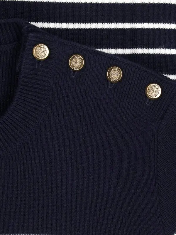 Max Mara Striped Virgin Wool Sweater - Blue