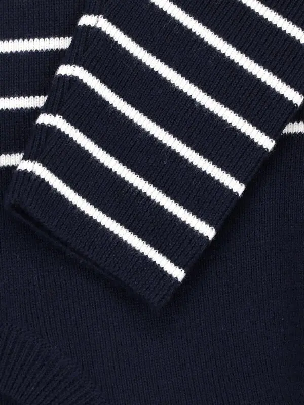 Max Mara Striped Virgin Wool Sweater - Blue