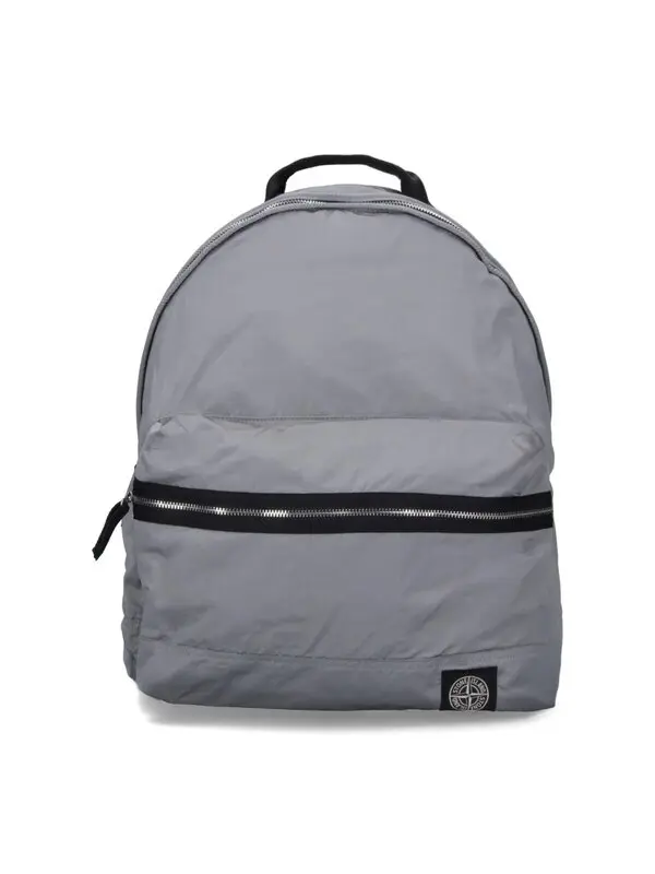 Stone Island Logo Zip Backpack - Gray