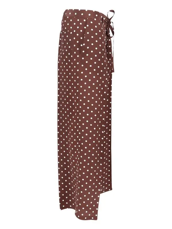 Max Mara Silk Wide Leg Pants - Brown
