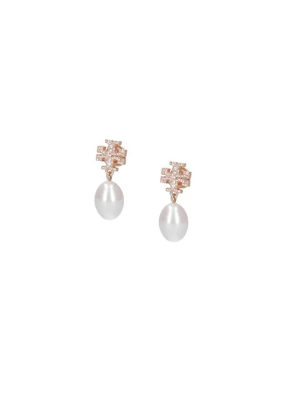 Tory Burch Kira Pearl And Rhinestone Earrings - White