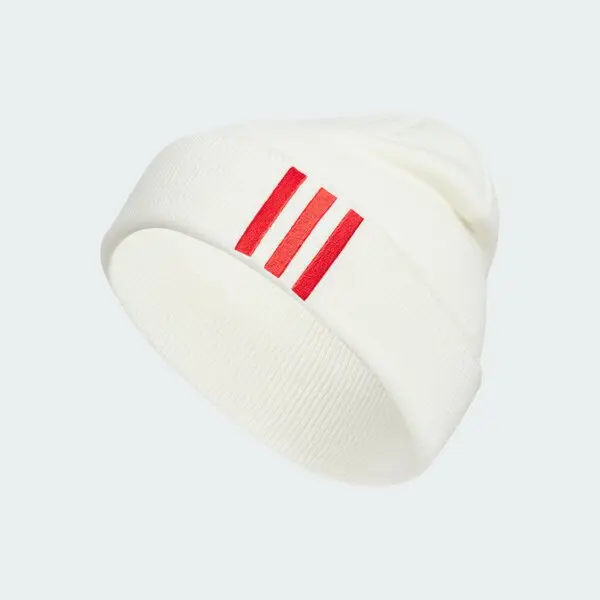 Adidas Offset 3-stripes Beanie - Off White / Scarlet