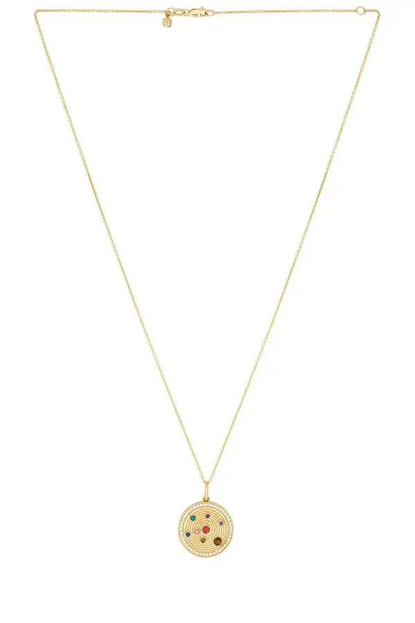SYDNEY EVAN The Universe Coin Charm Necklace - Multicolor & Yellow Gold