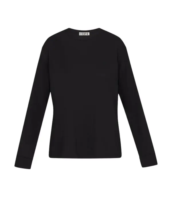 Eterne Long Sleeve Boyfriend Top - Black