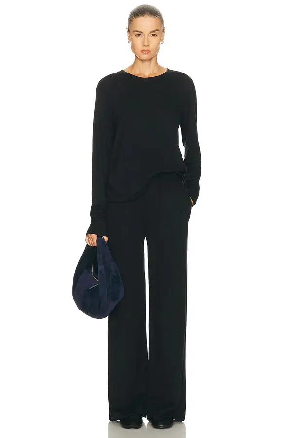 Eterne Long Sleeve Boyfriend Top - Black