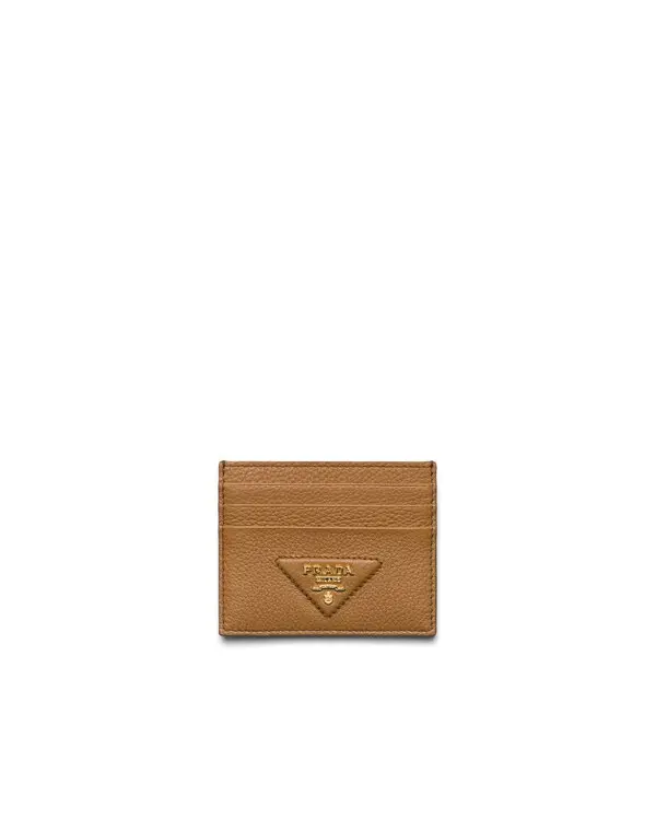 Prada Leather Card Holder - Caramel