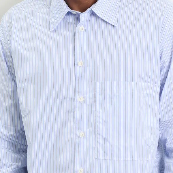 Universal Works Office Stripe Square Pocket Shirt