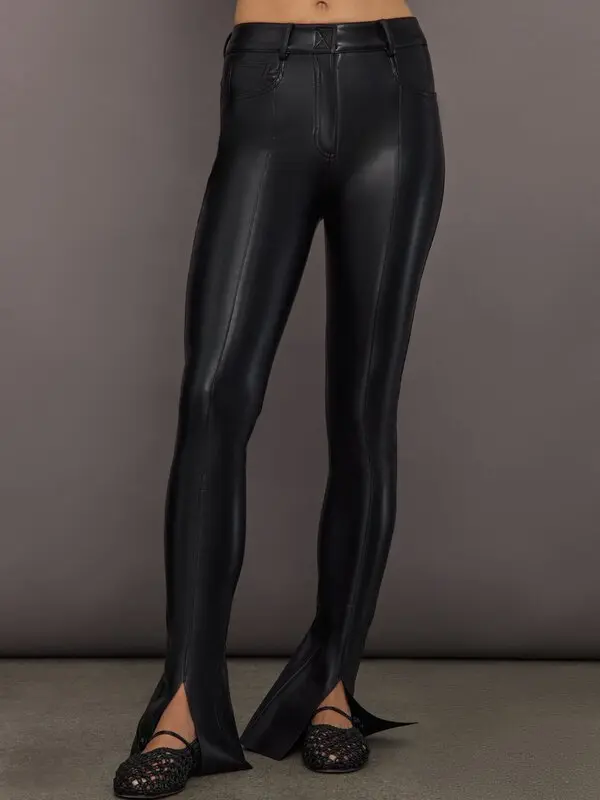 Norma Kamali Spat Vegan Leather Pants - Black