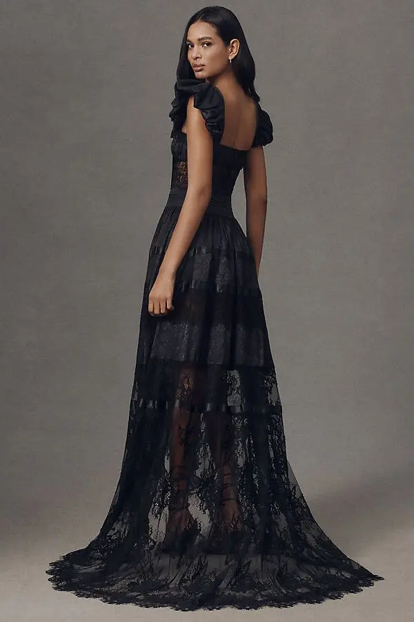 light blue dress black shoes FOR LOVE & LEMONS Night Fairy Embroidered Maxi Dress – Lusso Di Luna  Boutique main image 1